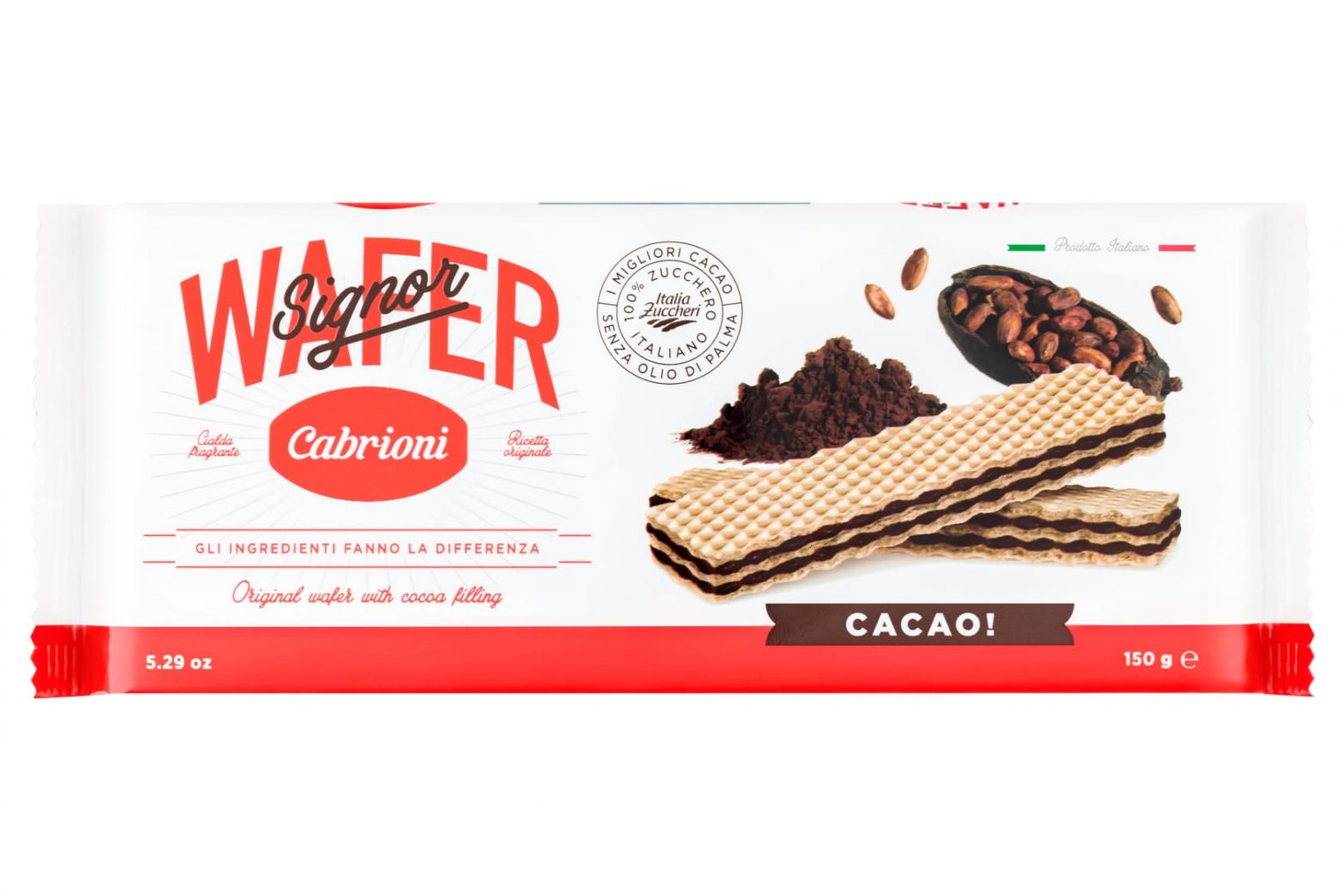 Вафли Cabrioni с шоколадной начинкой 150 гр, Италия - Monte-Bianco